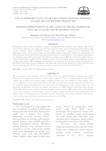 Usulan Perbaikan Tata Letak Pada Gudang Kantong Memakai Analisis ABC Dan Metode CBS Di PT XYZ ...